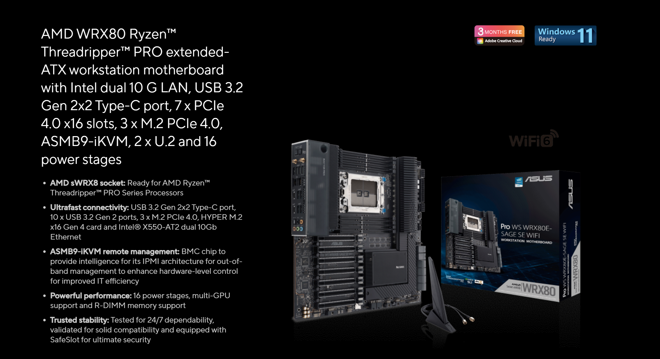 ASUS Pro WS WRX80E‑SAGE SE WIFI Workstation Motherboard