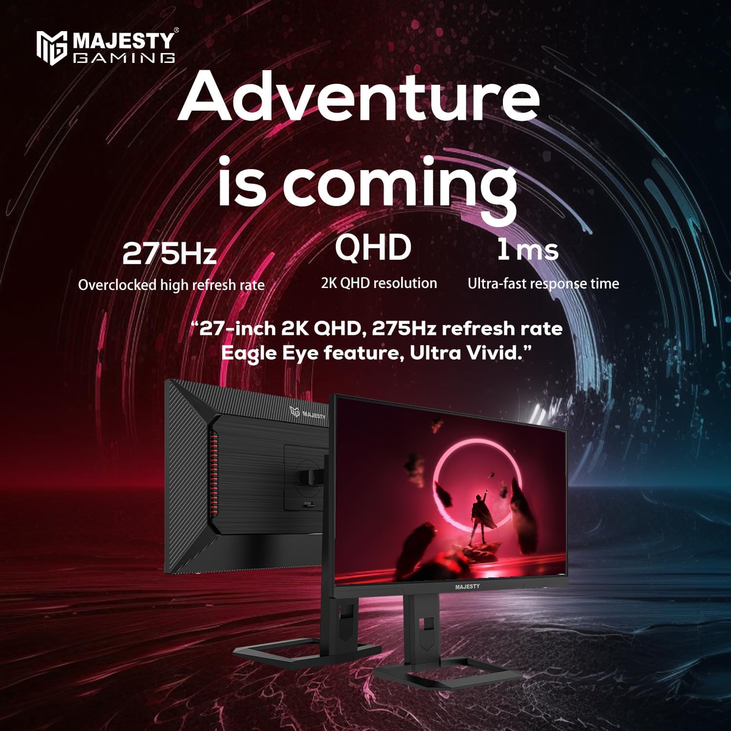 Majesty 27 QHD 275Hz Gaming Monitor شاشة ماجيستي 27 انش