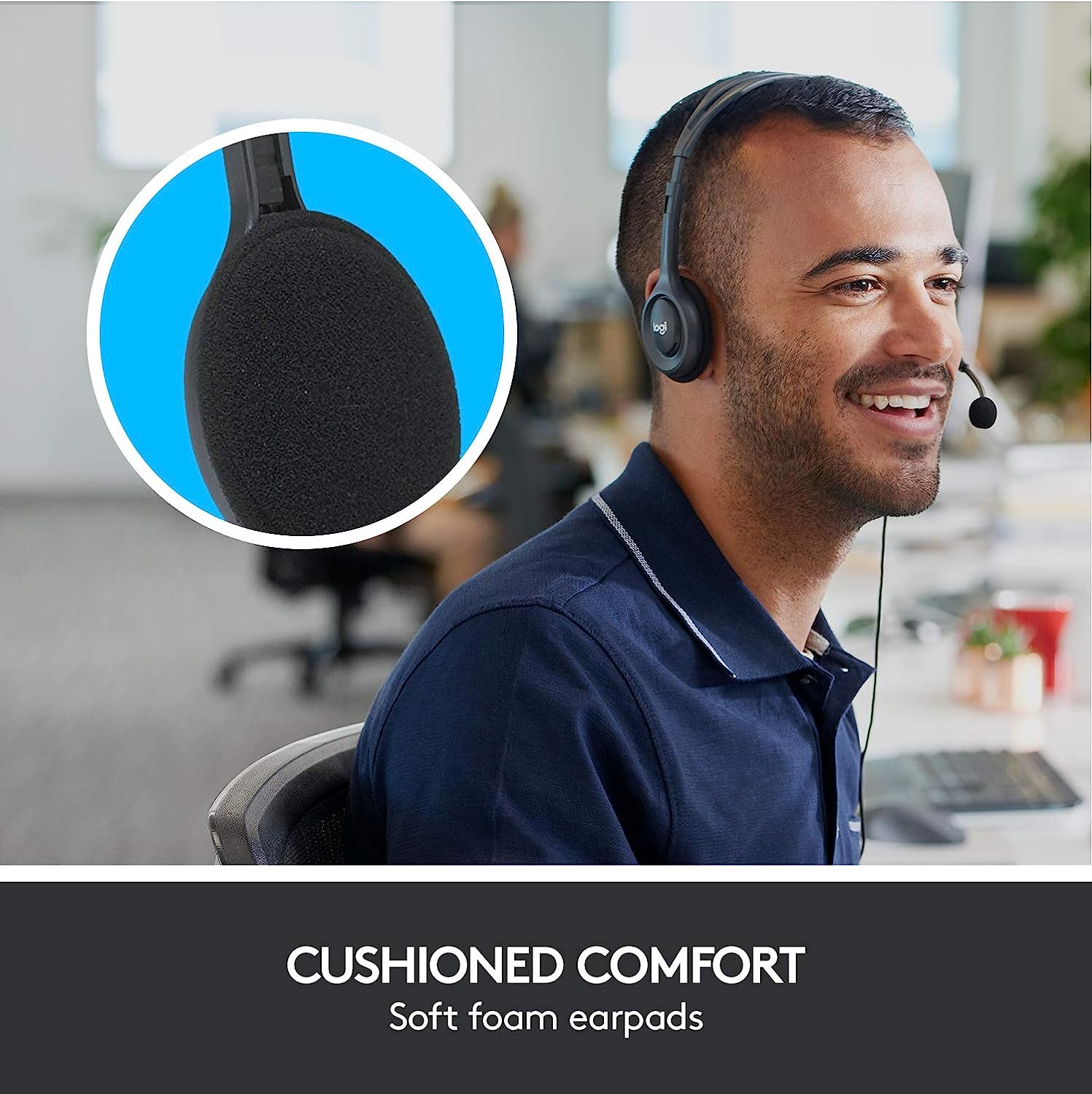 سماعة لوجيتك Headset logitech h111 one plug | لصوت قوي | GNM
