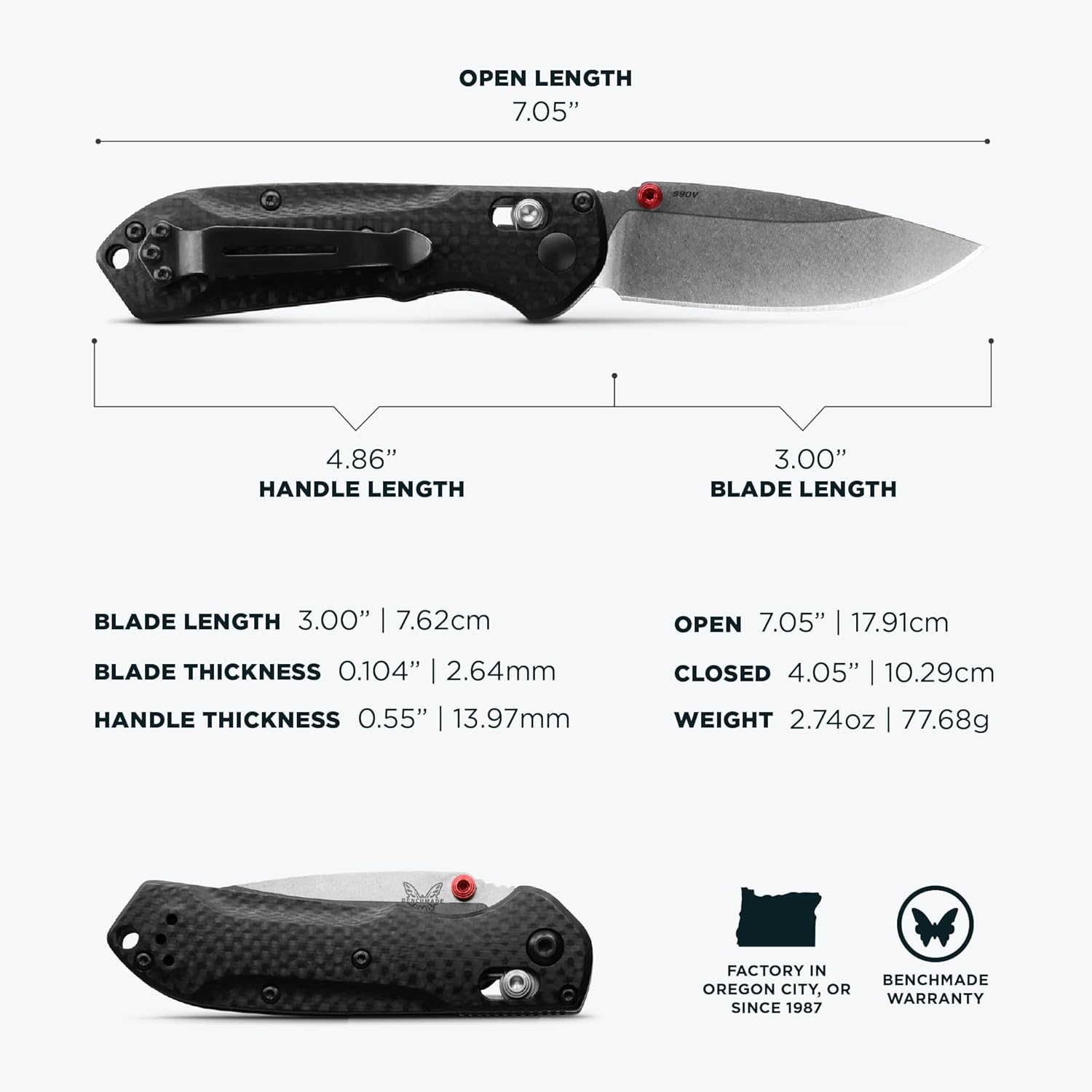 Benchmade 565BK-02 Mini Freek Folding Knife 3" CPM-M4 Black Drop Point ...