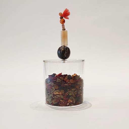 SBJ PLEXI JARS W/ SEMI-PRECIOUS STONES - 13 cm
