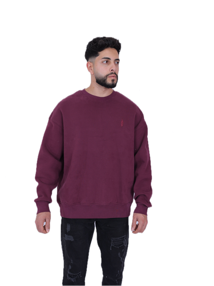 OVERSIZE SWEATER LOGO - BURGUNDY - Shop joyfully with Mazeed